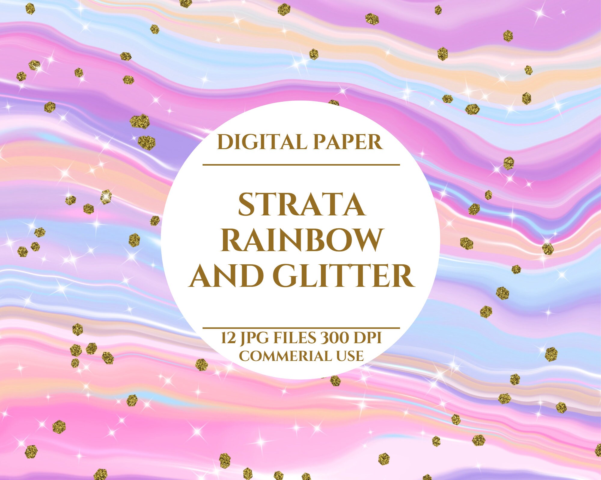 Strata Rainbow and Glitter Digital Paper, Rainbow Glitter Digital Paper ...