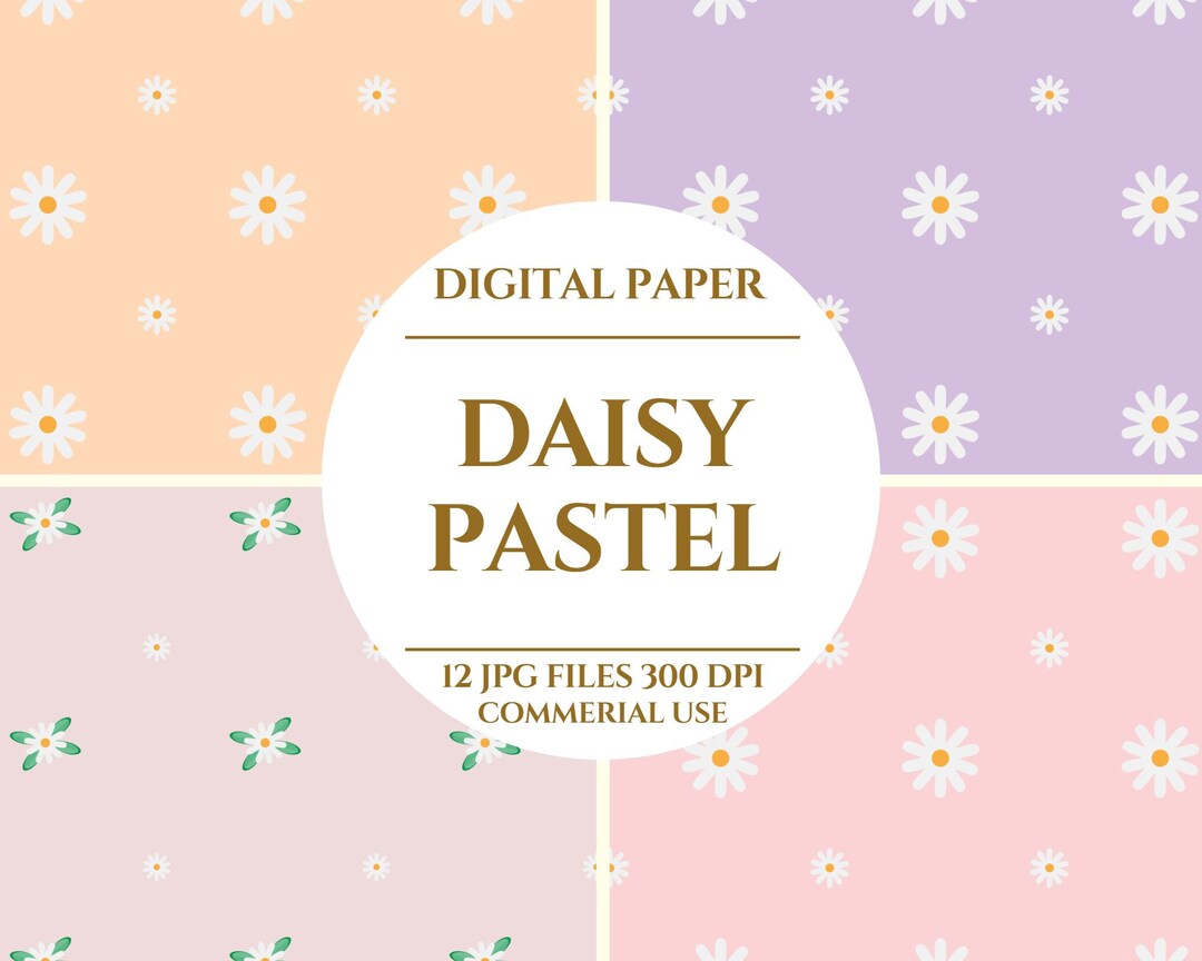 Daisy Pastel Digital Paper ,dreamy Daisy Delight, Feminine Floral Daisy ...
