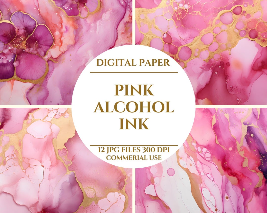 Violet Alcohol Ink Digital Paper, Blushing Rose Pink Alcohol Ink ...