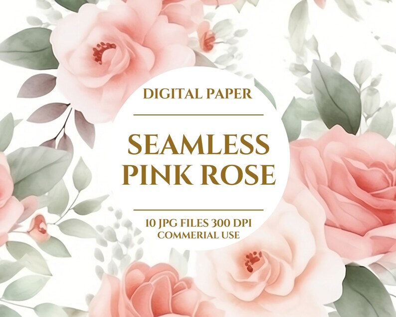 Seamless Pink Rose Digital Paper, Blooming Elegance Seamless Pink Rose ...