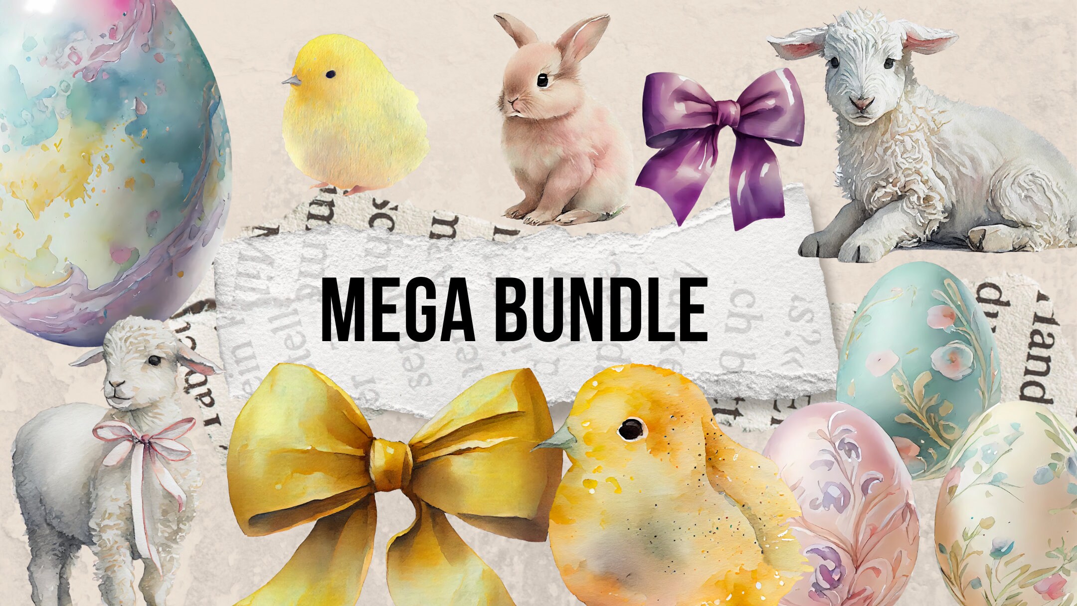 Easter Watercolor Clipart Bundle, Mega Bundle, Easter Clip Art,easter ...