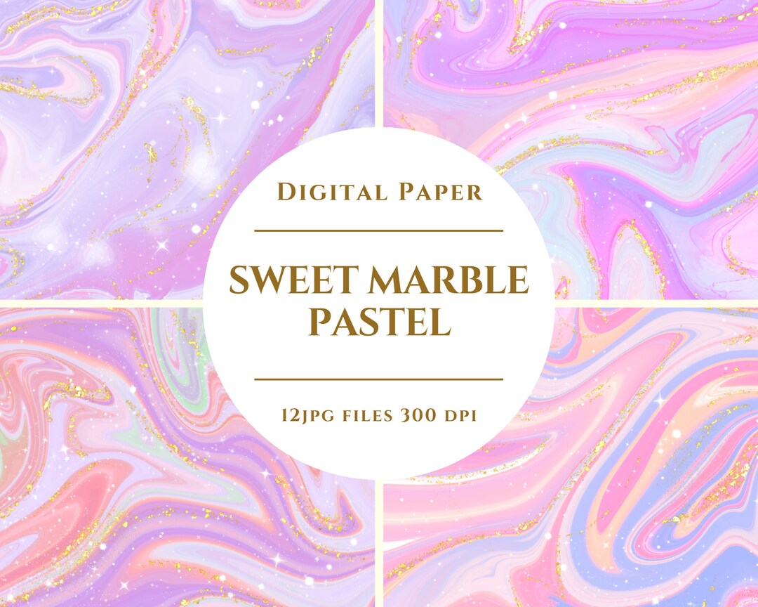 Sweet Marble Pastel Digital Paper, Watercolor Background Printable ...