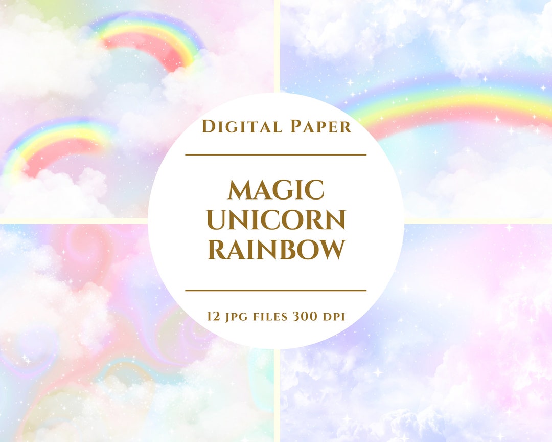 Magic Unicorn Rainbow Digital Paper, Rainbow Pastel Clipart ...