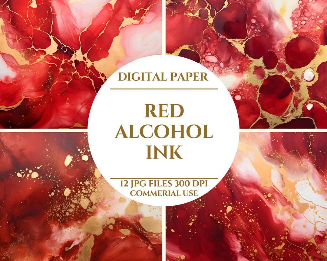 Red Alcohol Ink Digital Paper, Seamless Patterns, Liquid Textures ...