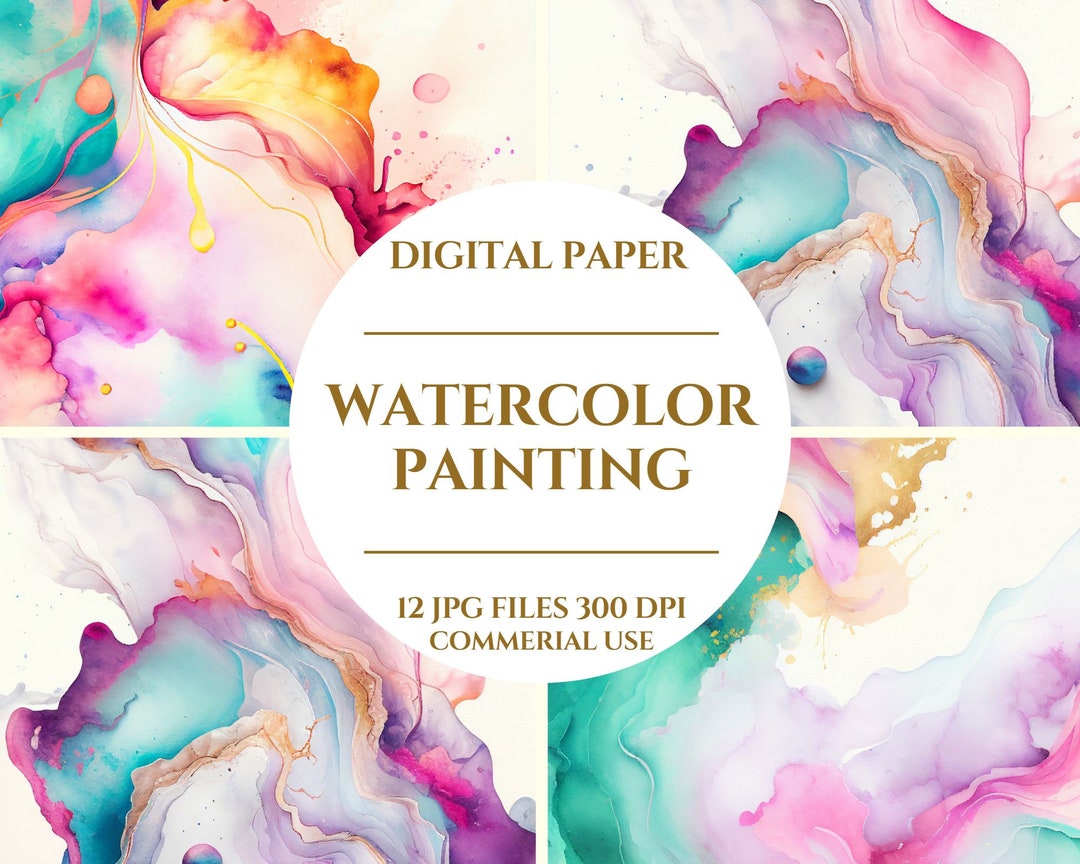 Watercolor Painting Digital Paper, Watercolor Dreams Captivating ...