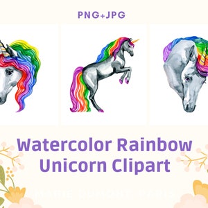 Watercolor Rainbow Unicorn Clipart, Unicorns Download, Instant Download ...