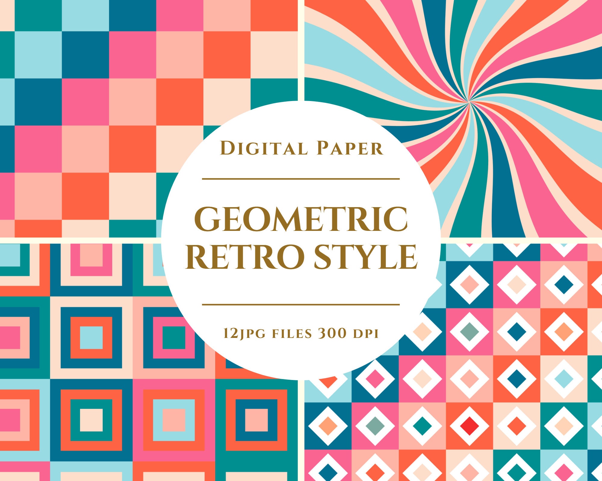 Geometric Retro Style Digital Paper Retro Background - Etsy