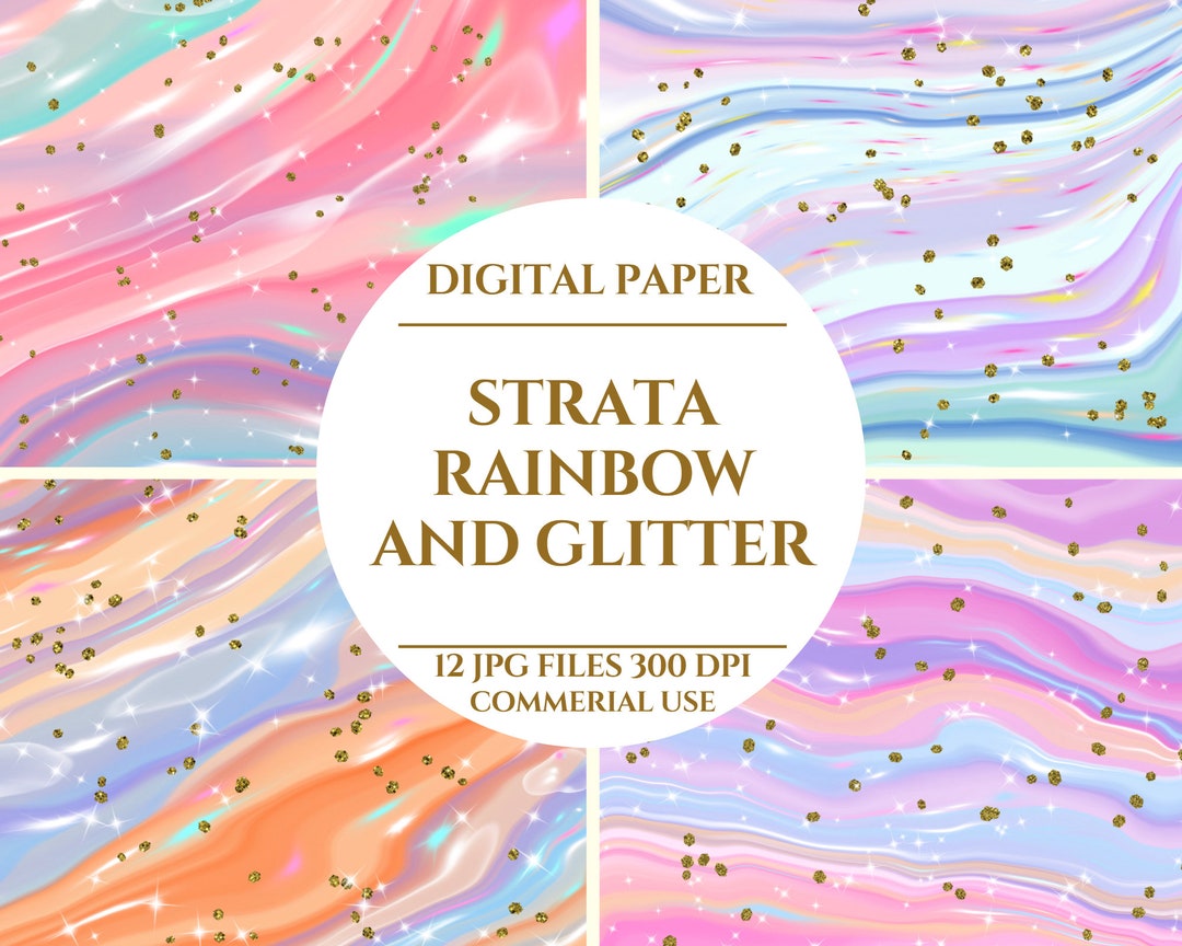 Strata Rainbow and Glitter Digital Paper, Rainbow Glitter Digital Paper ...