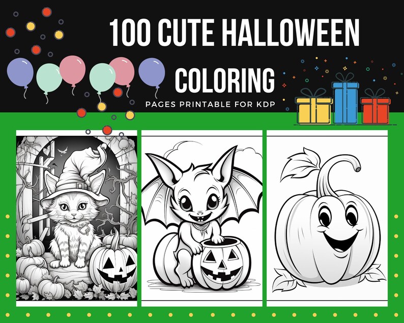 100 Cute Halloween Coloring Pages Printable for Kids PDF Jpg - Etsy