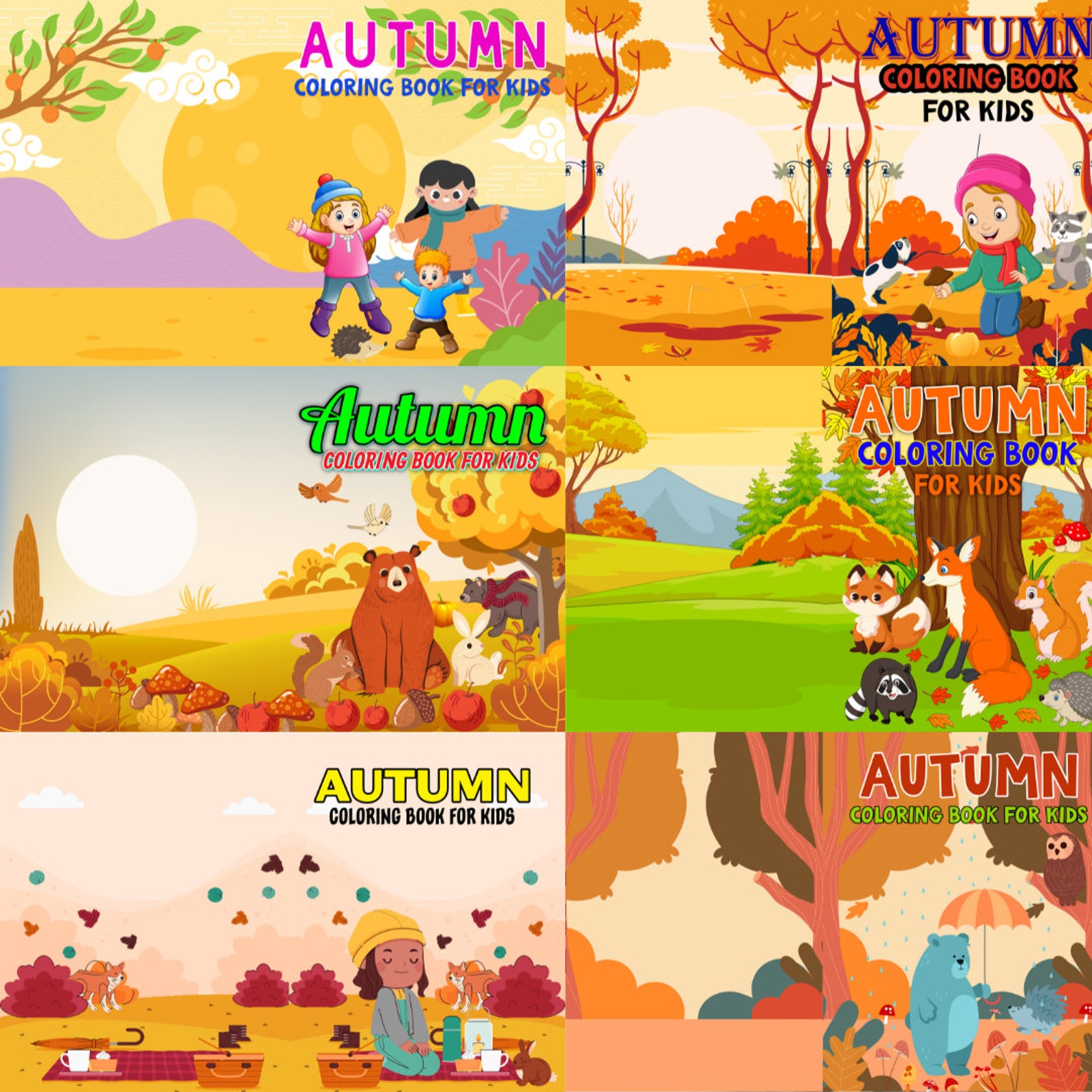 Autumn Coloring Book Cover for Kids Instant Download KDP - Etsy