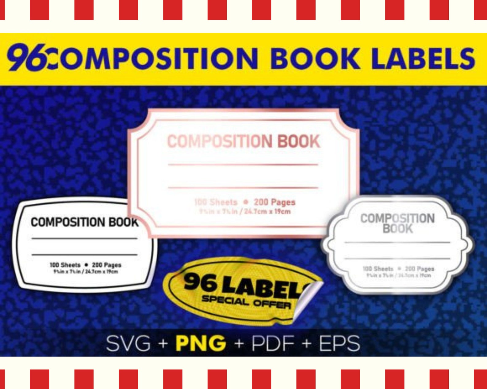 Composition Notebook Labels | 96 Labels | Journal Notebook | Cover ...