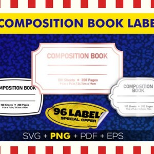 Composition Notebook Labels | 96 Labels | Journal Notebook | Cover ...