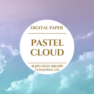 Pastel Cloud Digital Paper, Dreamy Pastel Clouds, Pastel Cloudscape ...