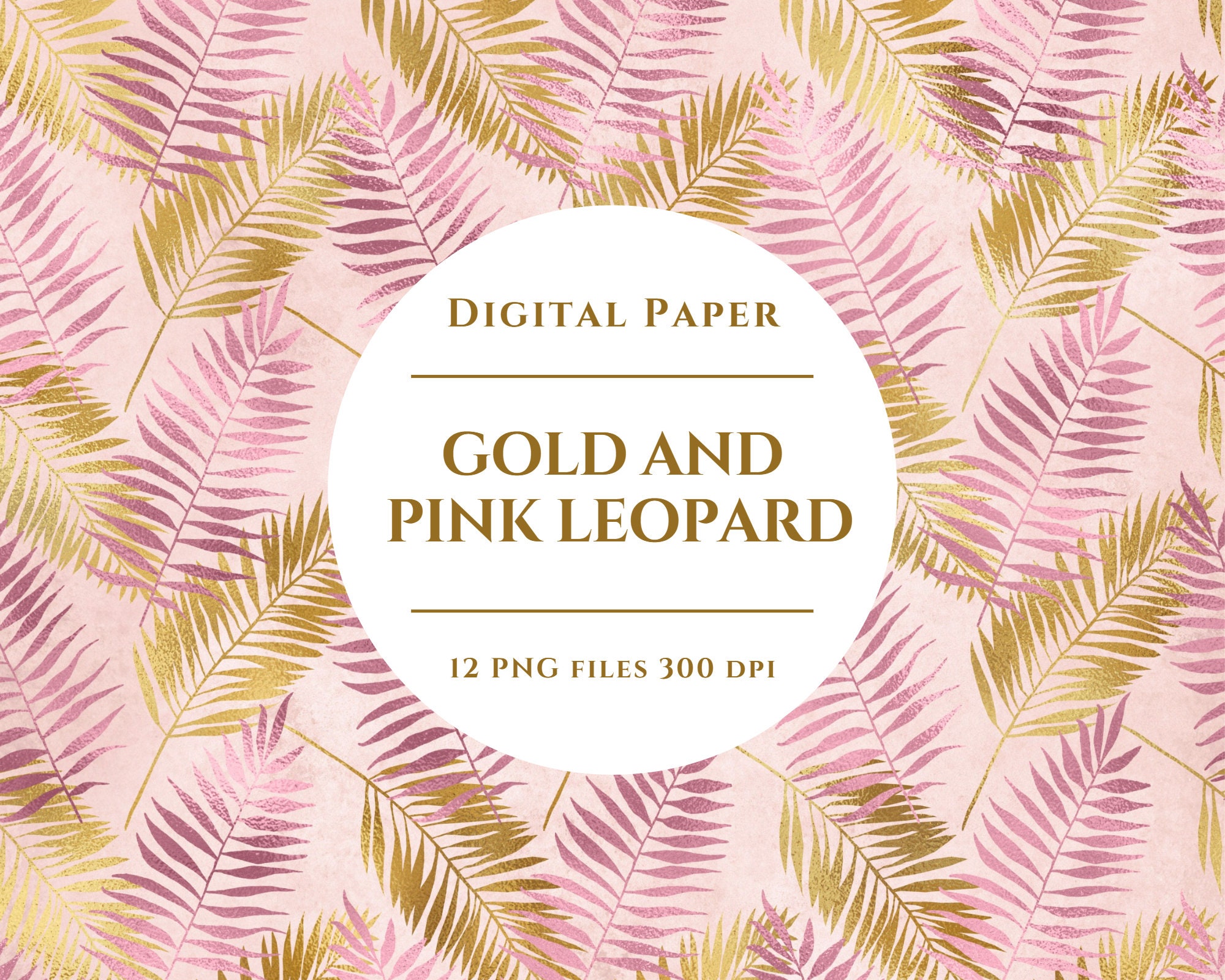 Gold and Pink Leopard Digital Paper, Scrapbook Paper Art Deco, Leopard ...