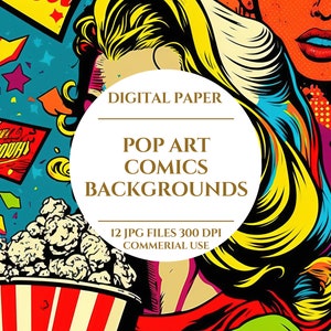 Pop Art Comics Backgrounds Digital Paper, Comic Book Theme Backgrounds ...