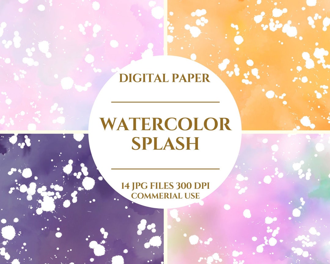 Watercolor Splash Digital Paper, Watercolor Splash Digital Paper Pack ...