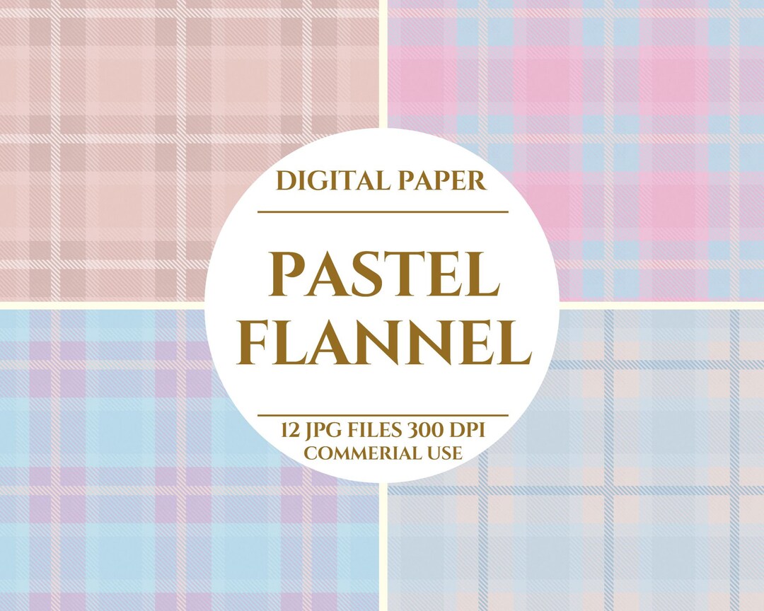 Pastel Flannel Digital Paper, Soft Serenity, Gentle Warmth, Tranquil ...