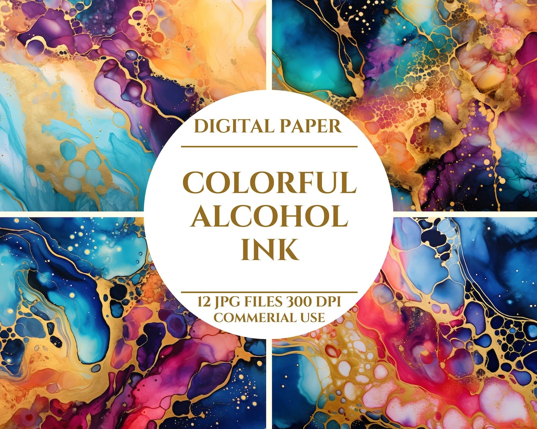 Colorful Alcohol Ink Digital Paper, Embrace Colorful Alcohol Ink, Ink ...