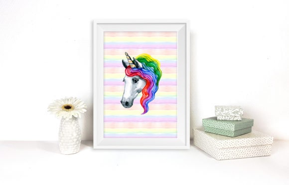 Watercolor Rainbow Unicorn Clipart Unicorns Download Instant - Etsy