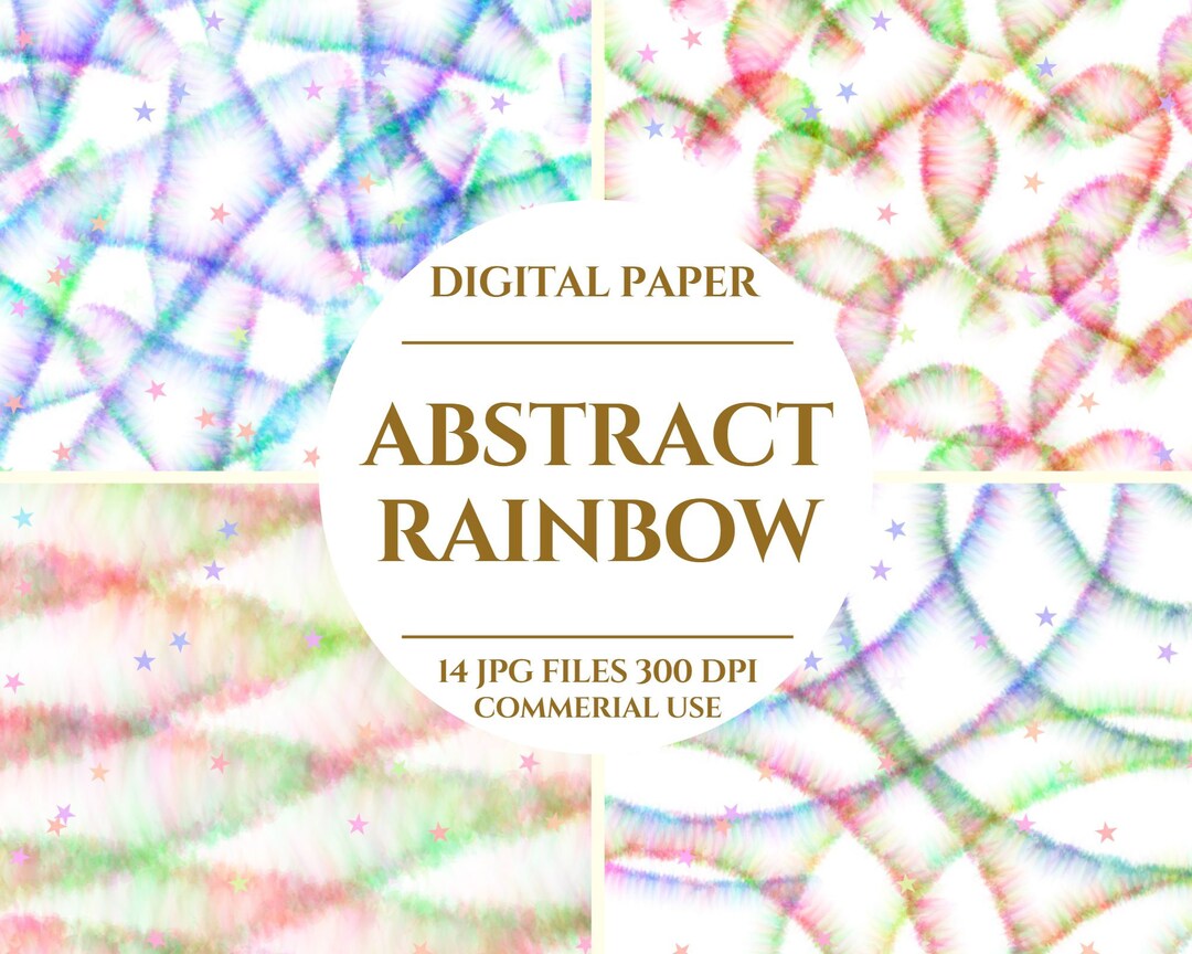 Abstract Rainbow Digital Paper, Abstract Rainbow Mirage, Mystical ...