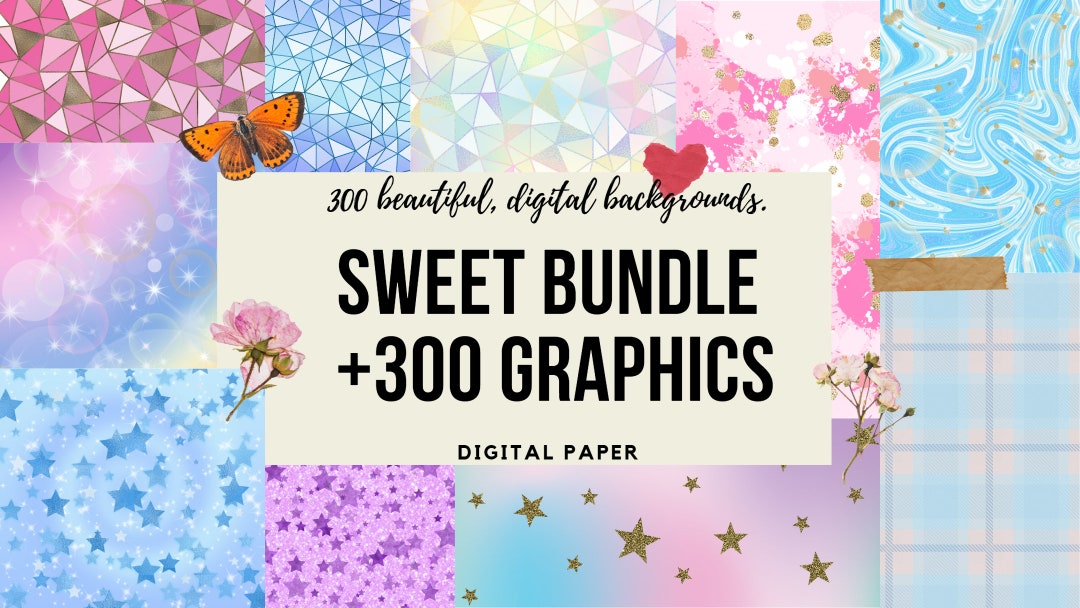 Sweet Digital Paper Bundle, Sweet Clipart, Sweet Watercolor Background ...