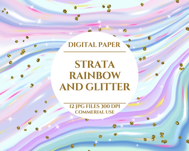 Strata Rainbow and Glitter Digital Paper Rainbow Glitter - Etsy