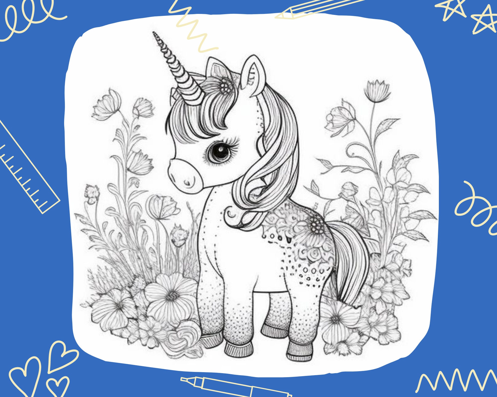 100 Unicorn Coloring Pages Printable for Kids, PDF JPG File, Instant ...