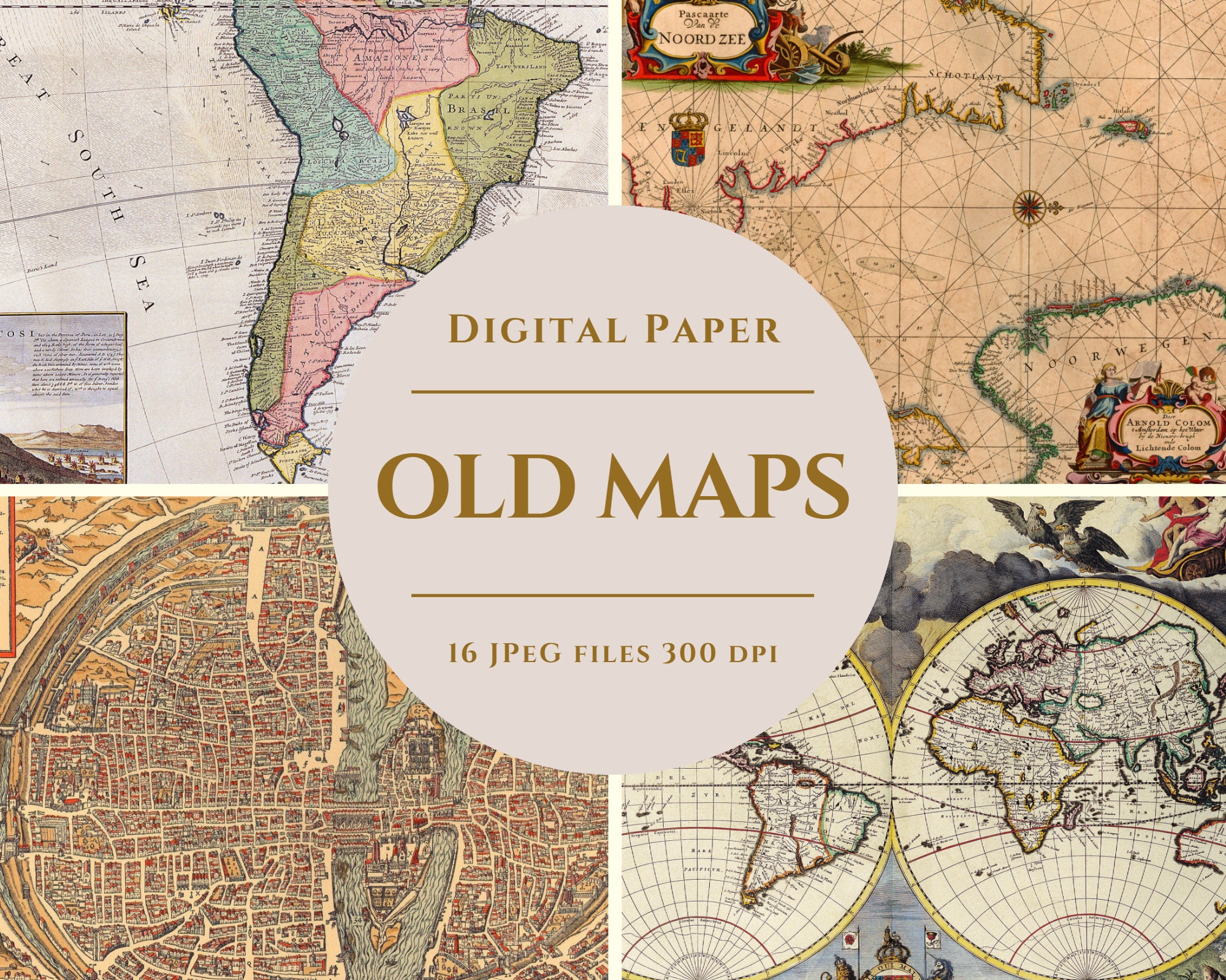 Old Maps Digital Paper, Globe Background, Printable Old Charts, Vintage ...
