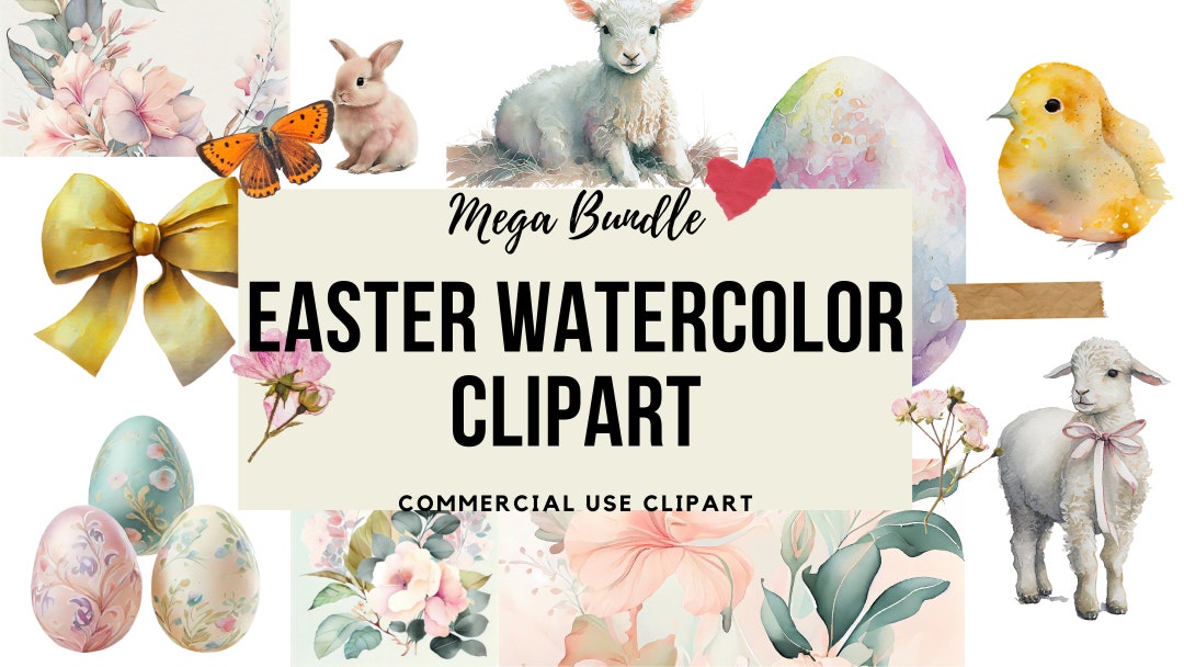 Easter Watercolor Clipart Bundle, Mega Bundle, Easter Clip Art,easter ...