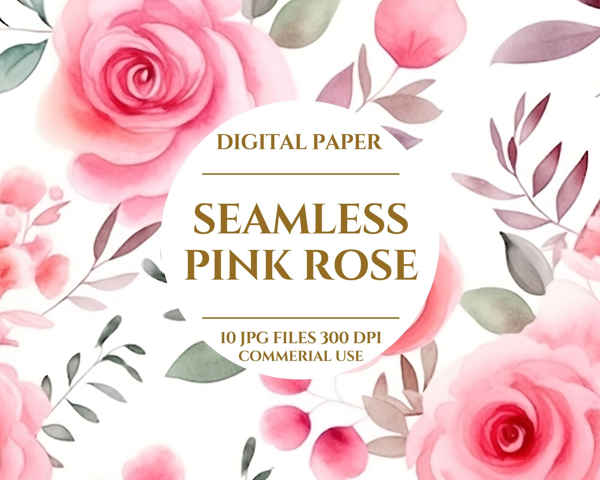 Seamless Pink Rose Digital Paper, Blooming Elegance Seamless Pink Rose ...