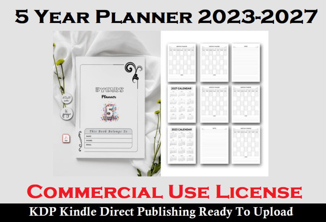 5 Year Planner 2023-2027 KDP | Planner 2023-2027 | KDP Interiors Bundle ...