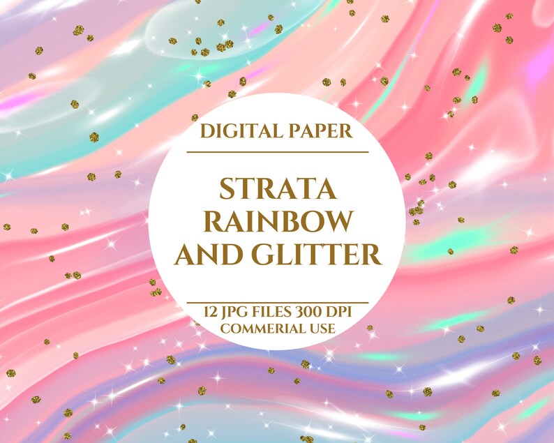 Strata Rainbow and Glitter Digital Paper Rainbow Glitter - Etsy