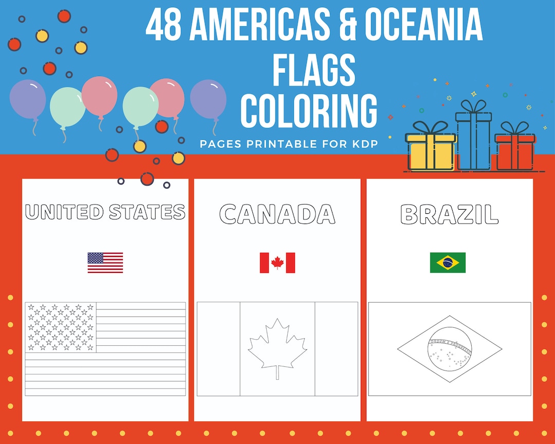 Americas & Oceania Flags Coloring Pages Printable for Kids | PDF File ...