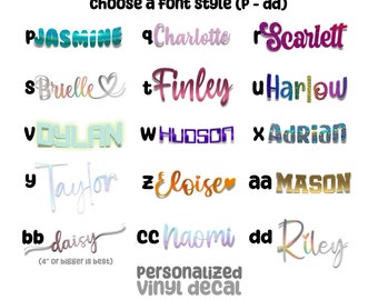 Layered Outline Custom Name Decal, Name Vinyl Decal,holographic Name ...