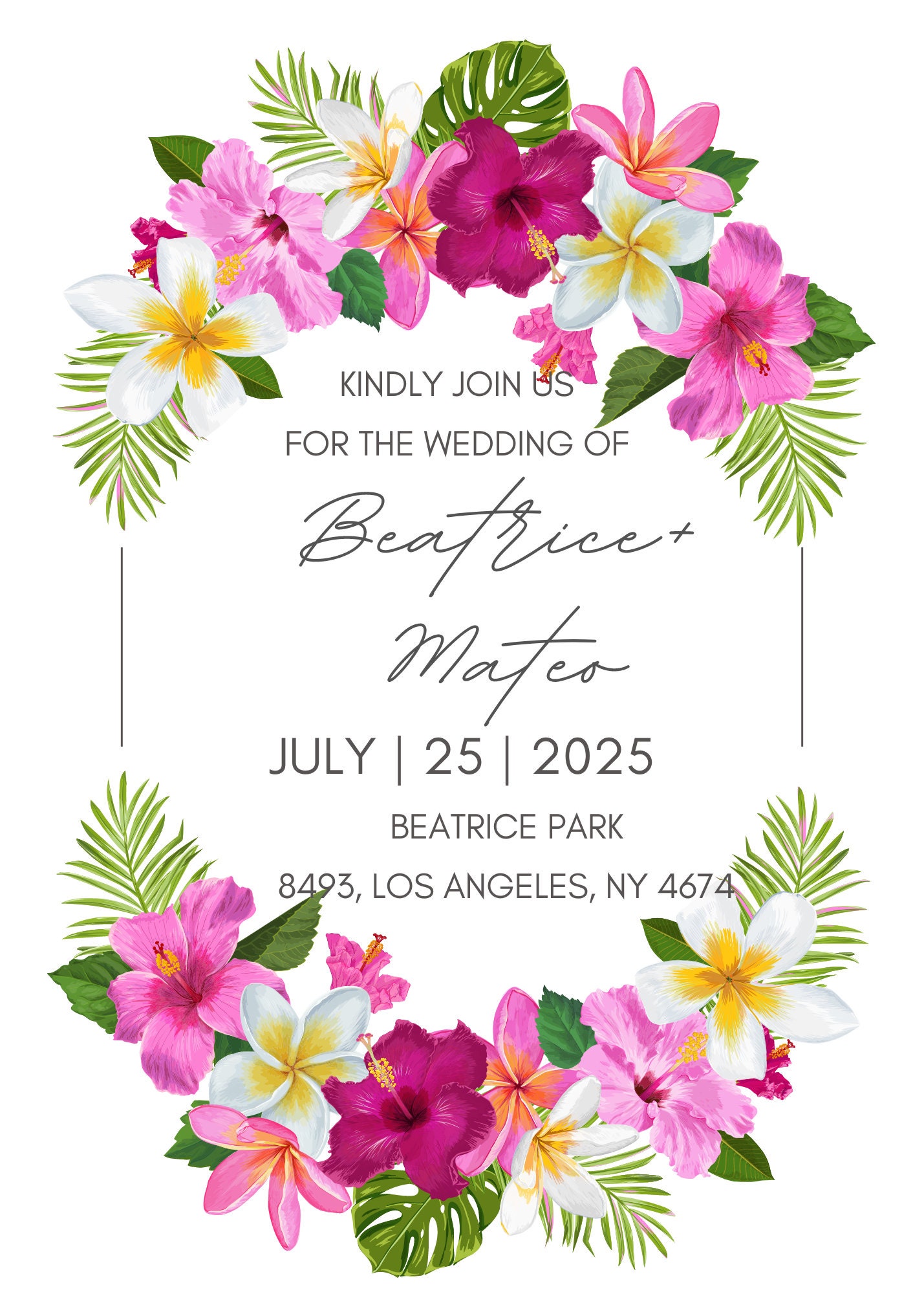 Simple Floral Wedding Invitation Card Floral Wedding - Etsy