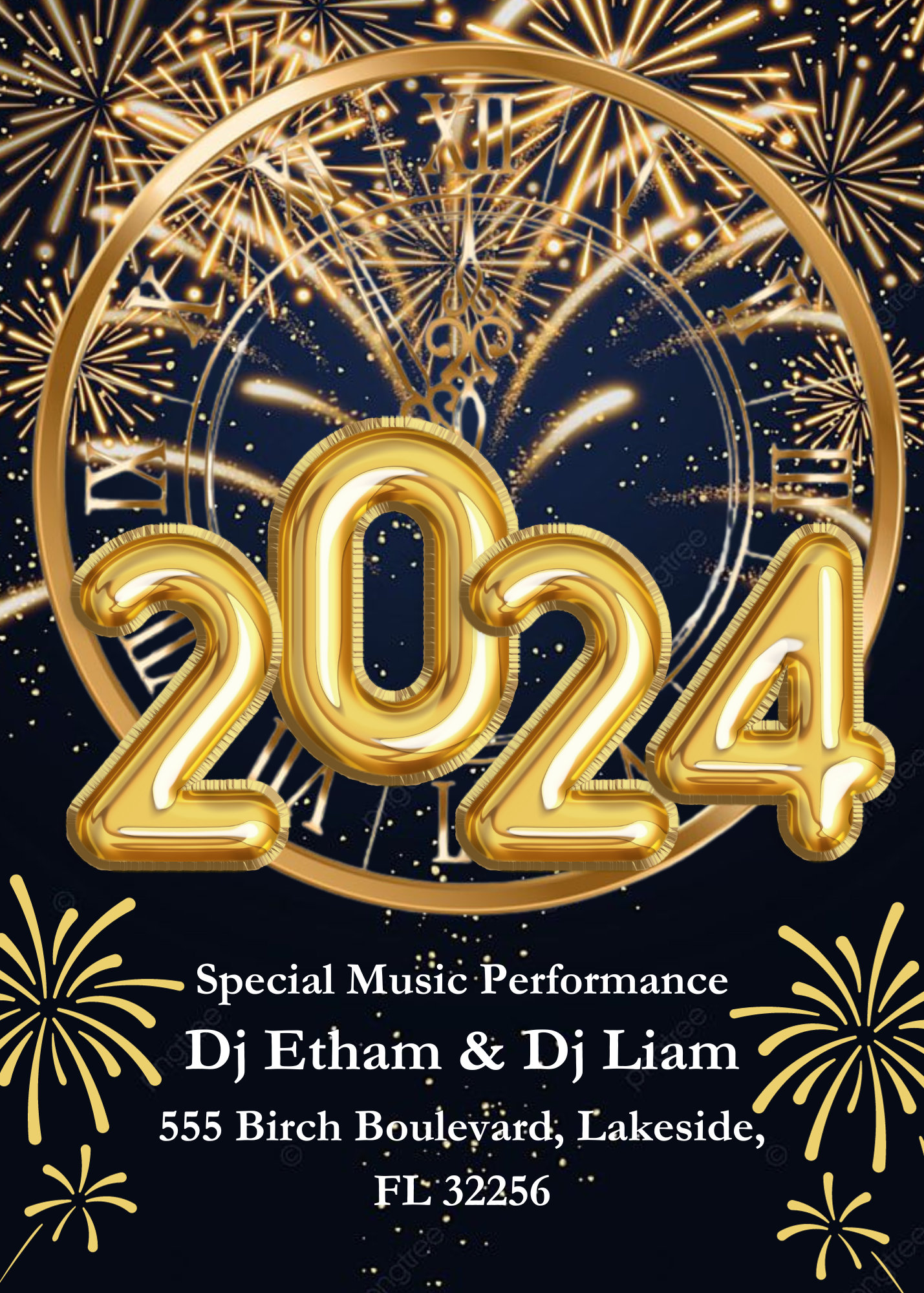 2024 Happy New Year Party Invitation Card Template | New Year 2024 Card ...