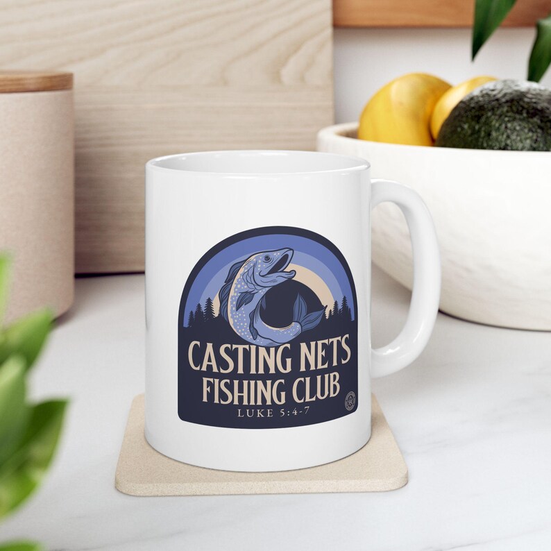 Casting Nets Fishing Club Coffee Mug, Christian Fishing Mug, Bible ...