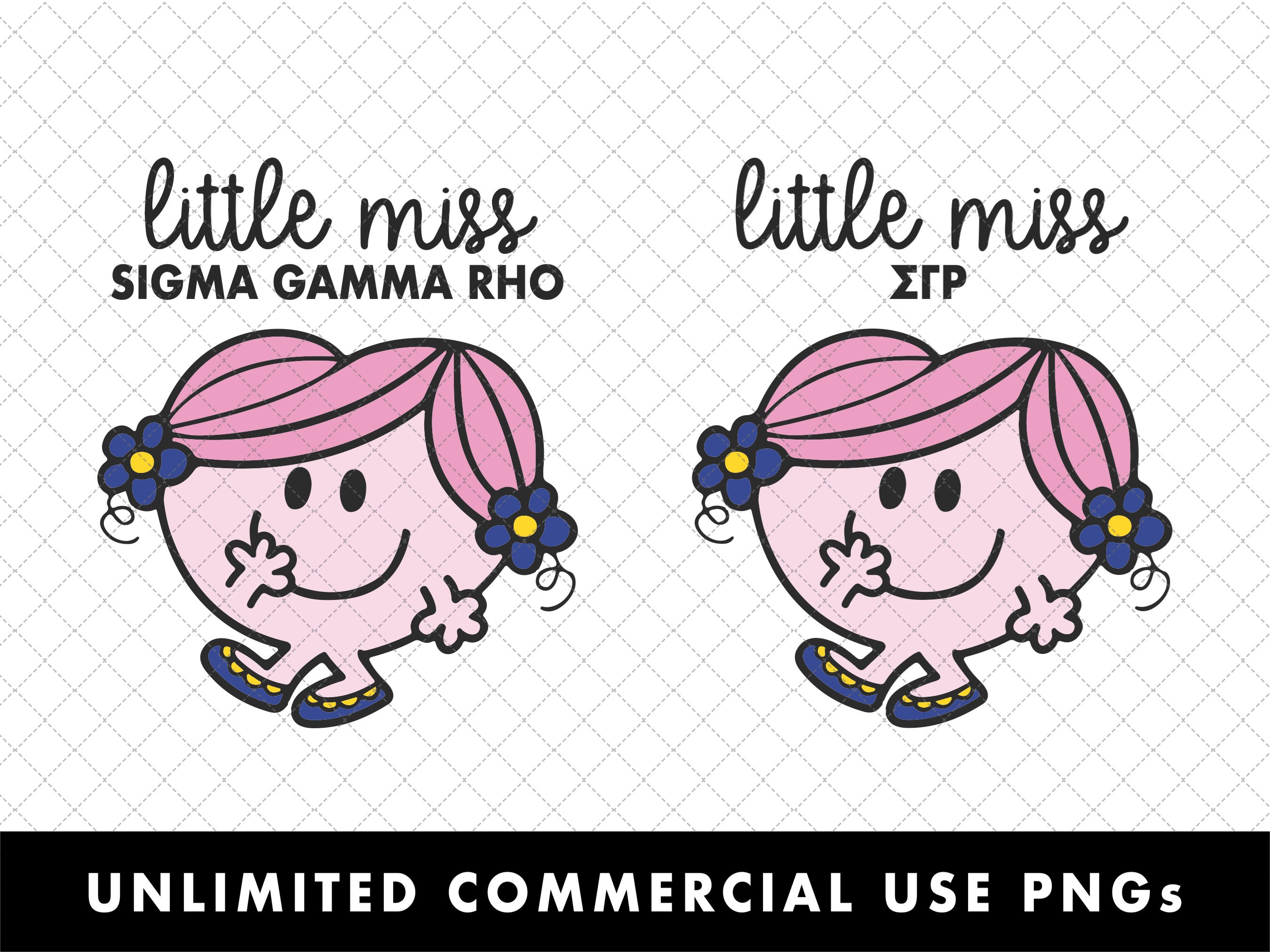 Little Miss Sigma Gamma Rho Shirt Png, Blue and Yellow Sorority Png ...