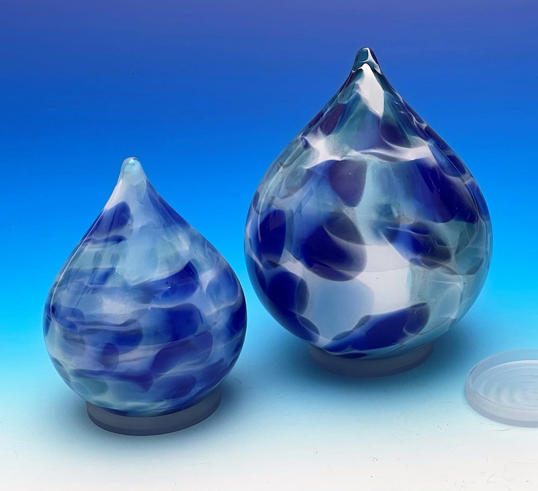 Blue Pet Urn Glass Urn for Pet Ashes Keepsake Urn Handmade Pets Urn ...