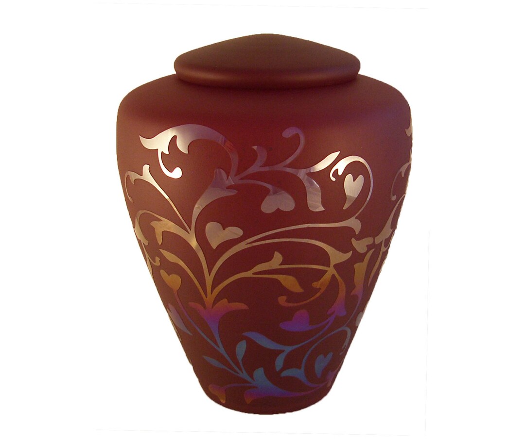 Glass Urn Red Long-living Glass Urn Flowers Human Ashes Urn Glass ...