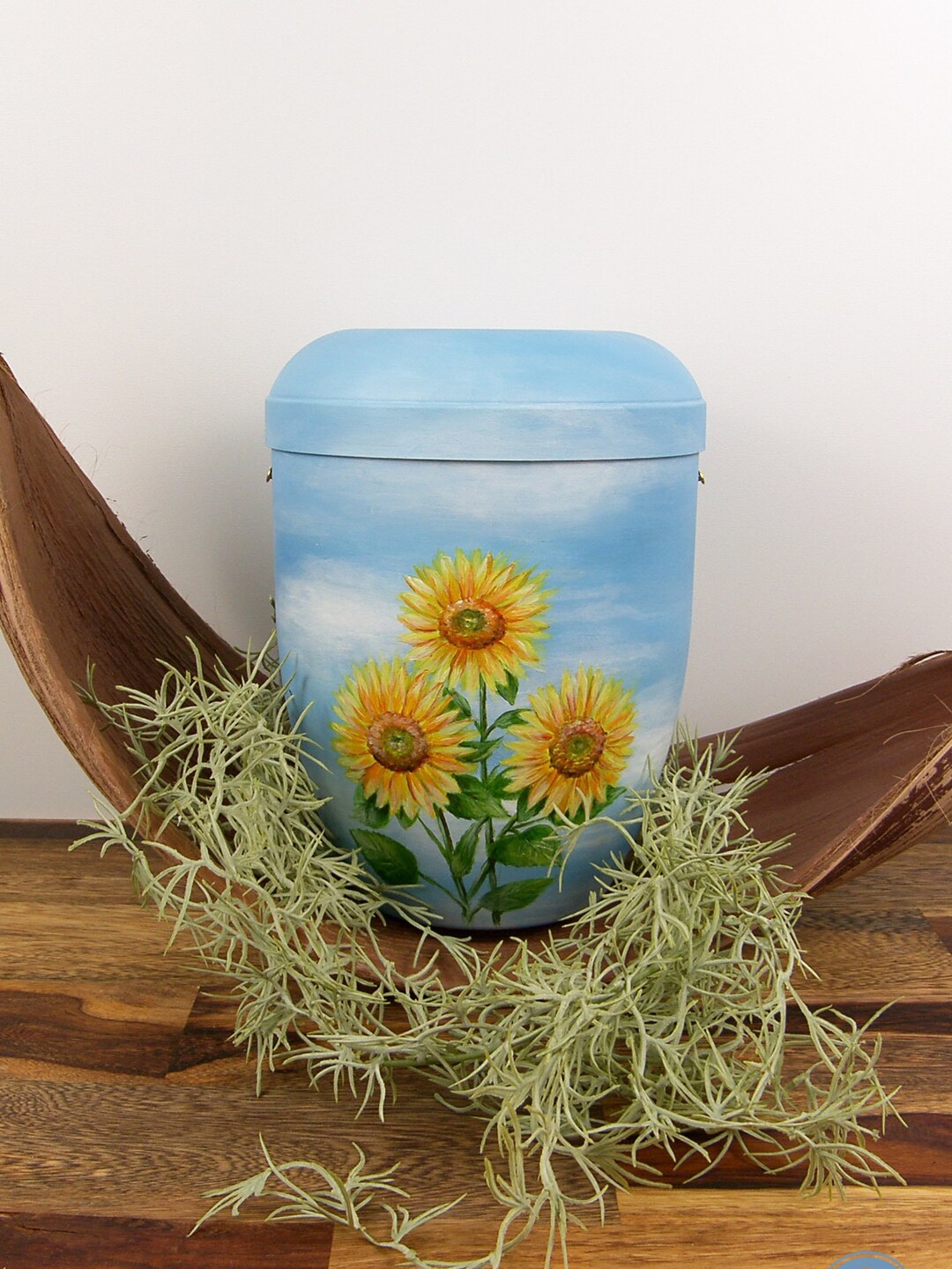 Hand-painted Sunflower Cremation Urn: Biodegradable Memorial Ash ...