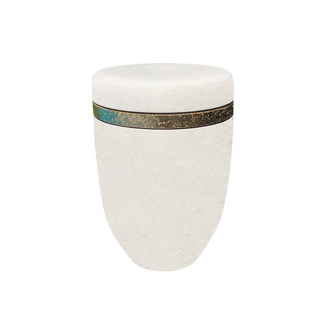 Sea Urn Shell Limestone Bio Urn White and Golden Stripe Human Ash Sea ...
