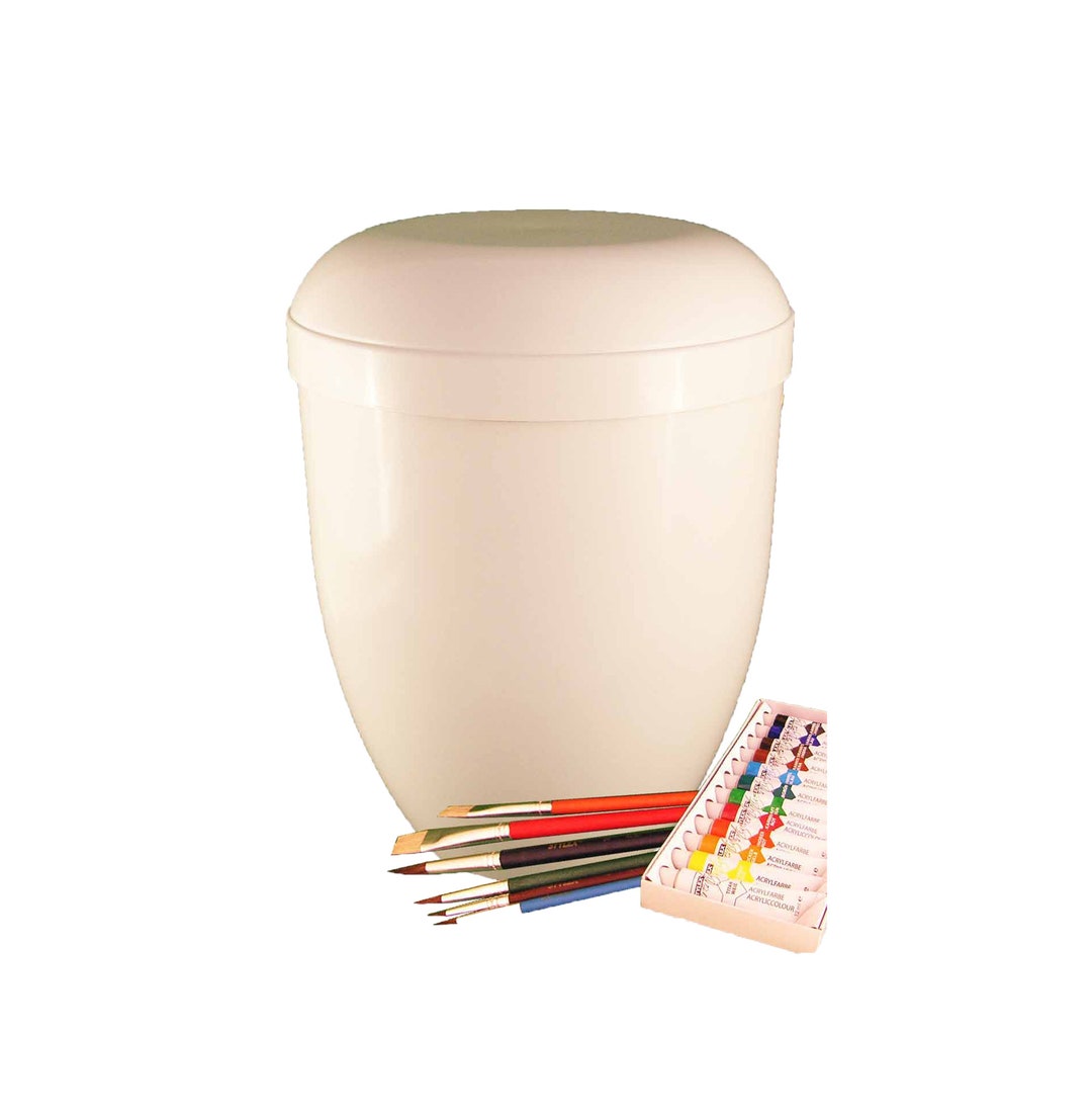Painting Set Biodegradable and Truly Lovely White Glossy Urn for ...