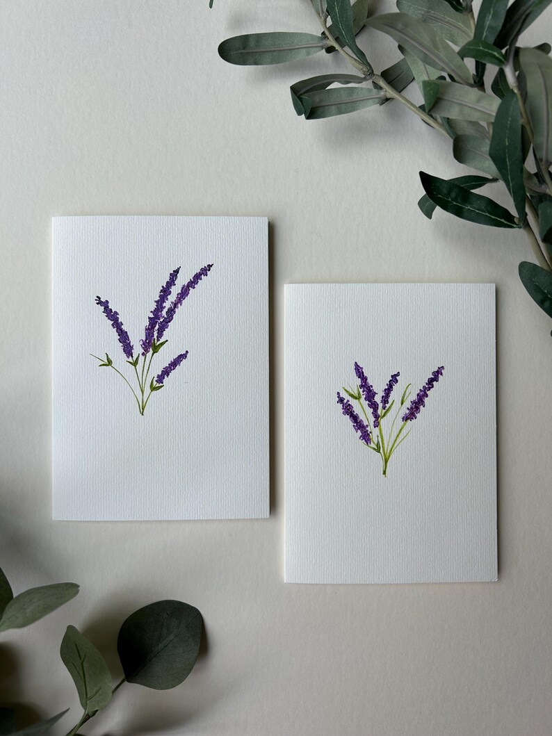 Lavender Painted Cards - Etsy