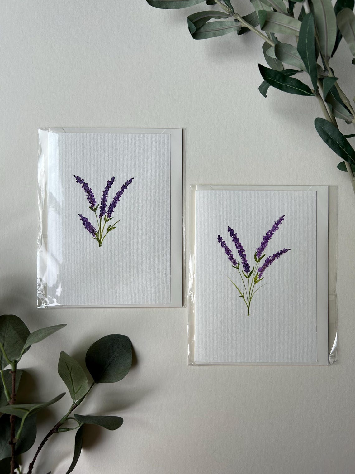 Lavender Painted Cards - Etsy