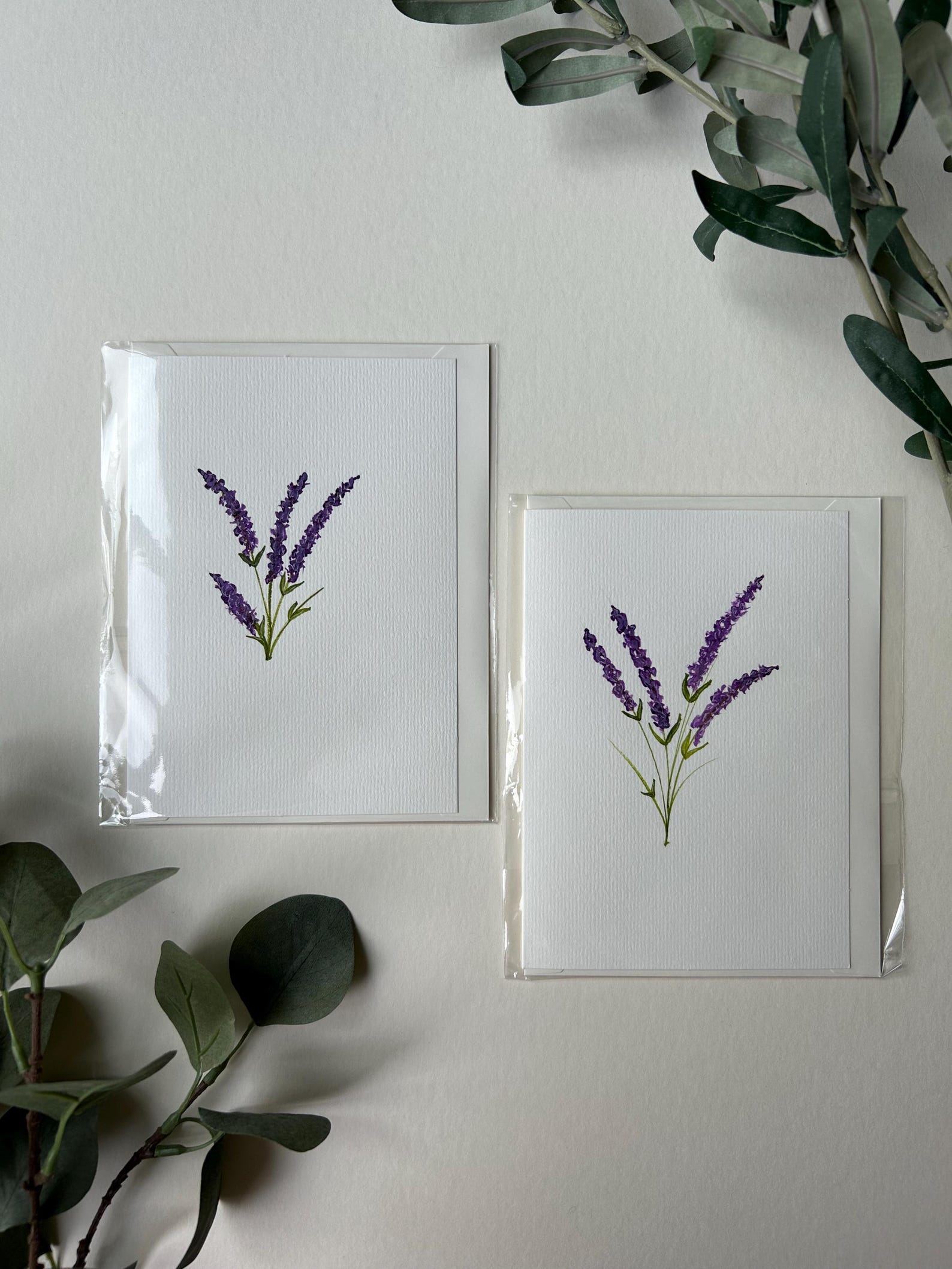 Lavender Painted Cards - Etsy