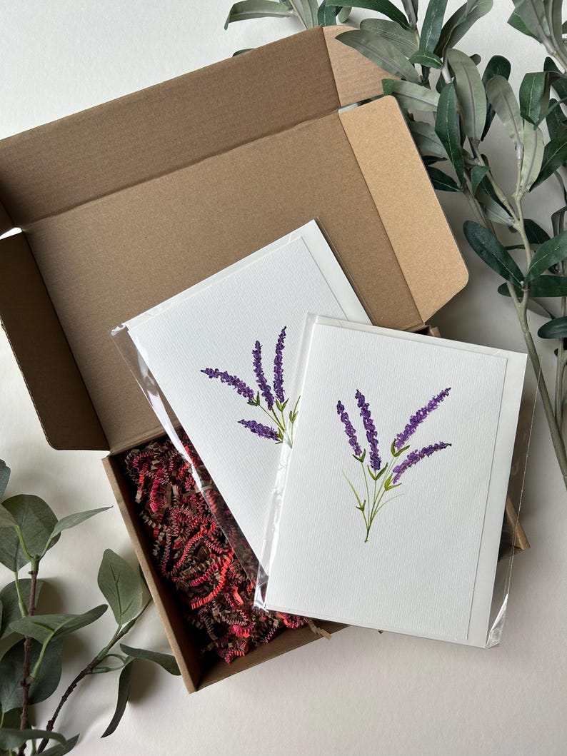 Lavender Painted Cards - Etsy