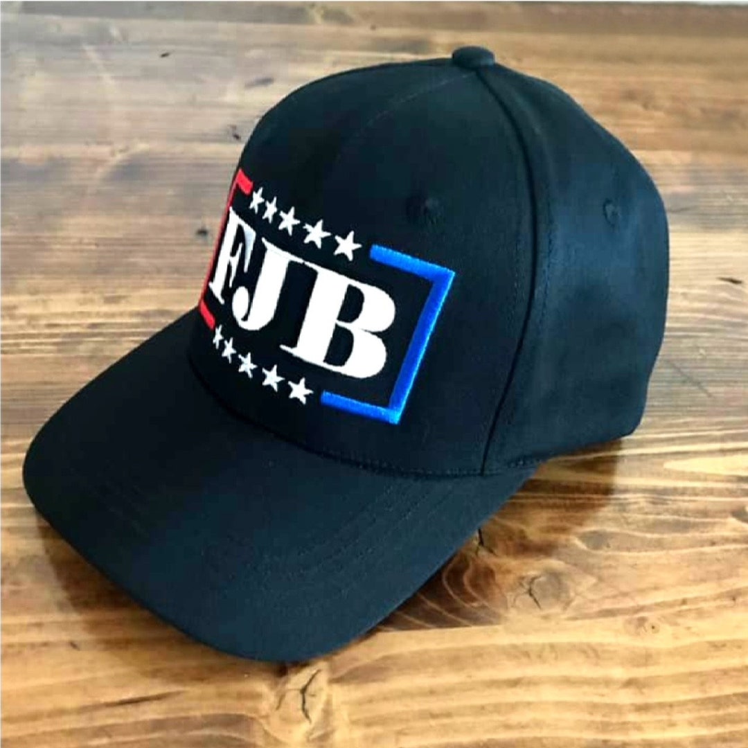 FJB Red White Blue Embroidered Accent Brackets Stars Black Baseball Cap ...