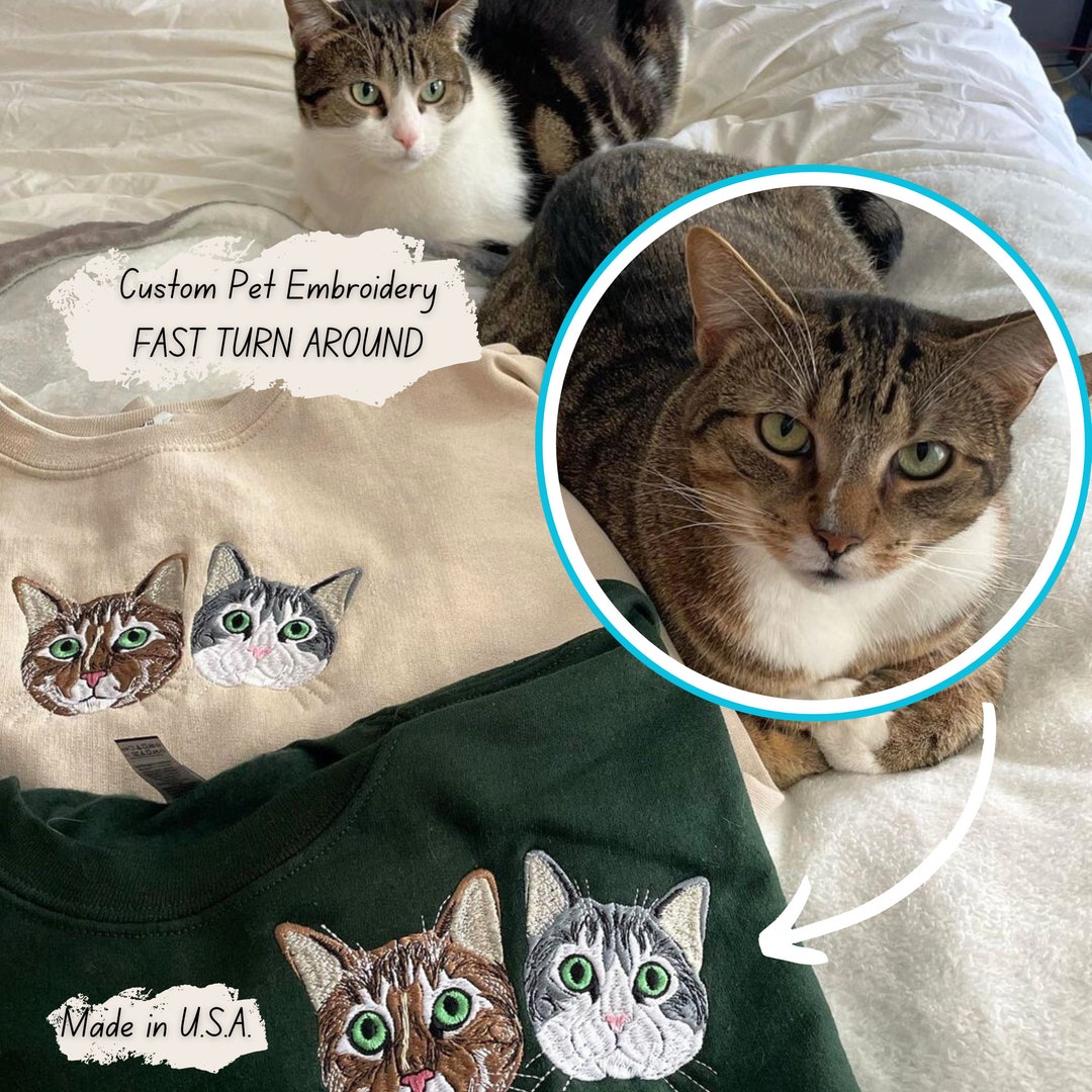 Custom EMBROIDERED Pet Sweatshirt Custom Dog Portrait Design Unique Dog ...