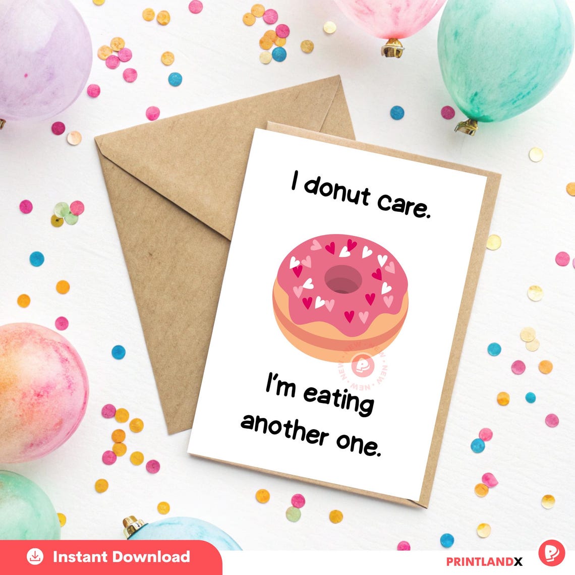 Funny Donut Card | Cute Donut Lover Gift | Printable Funny Food Card ...